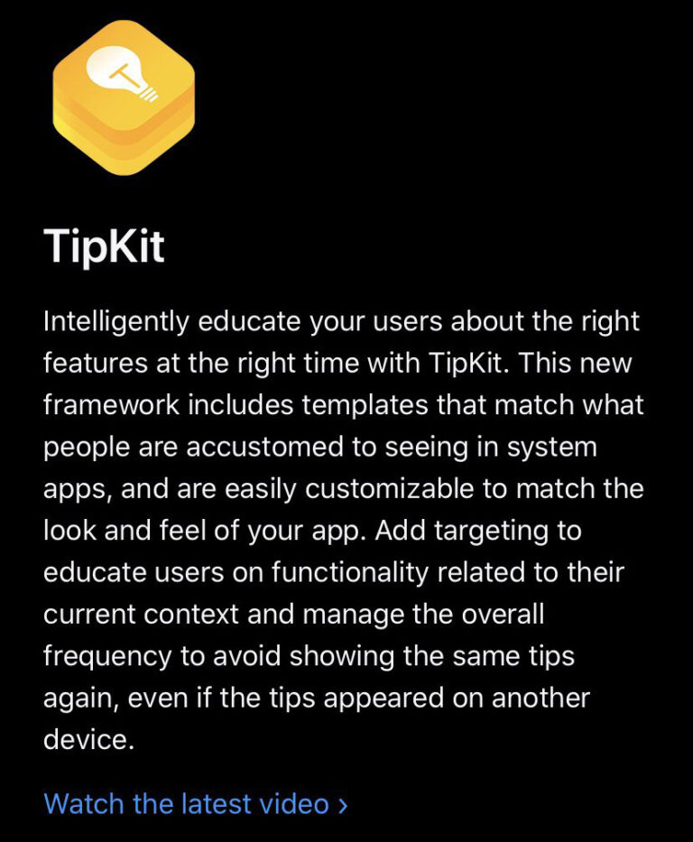 蘋果最新推出TipKit！開發者必備的App教學工具